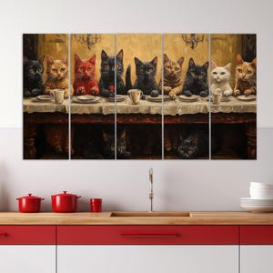 Last Supper With Cats Leonardo Da Vinci Style Canvas Print, Abstract ...