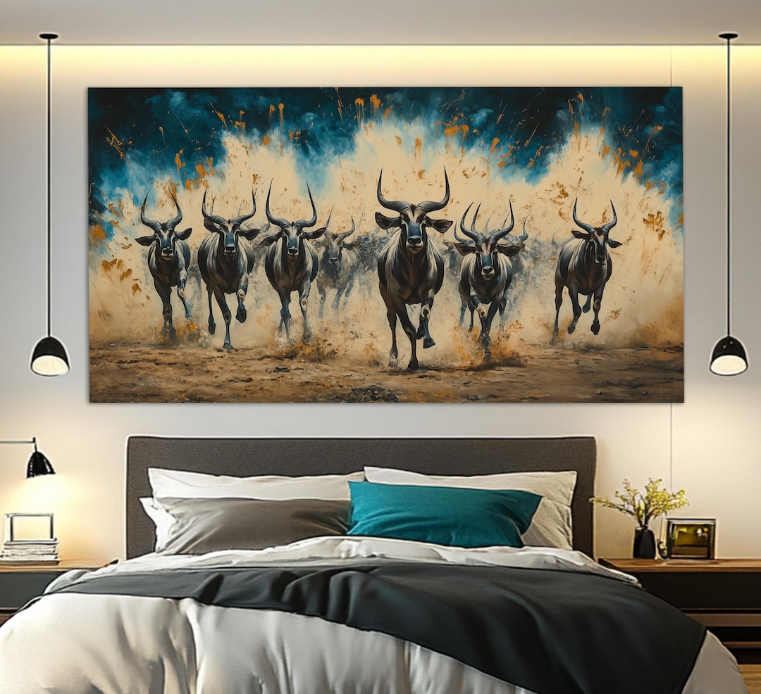 Running Oryxes Canvas Print, Animals Wall Art, Oryx Painting, Oryx ...