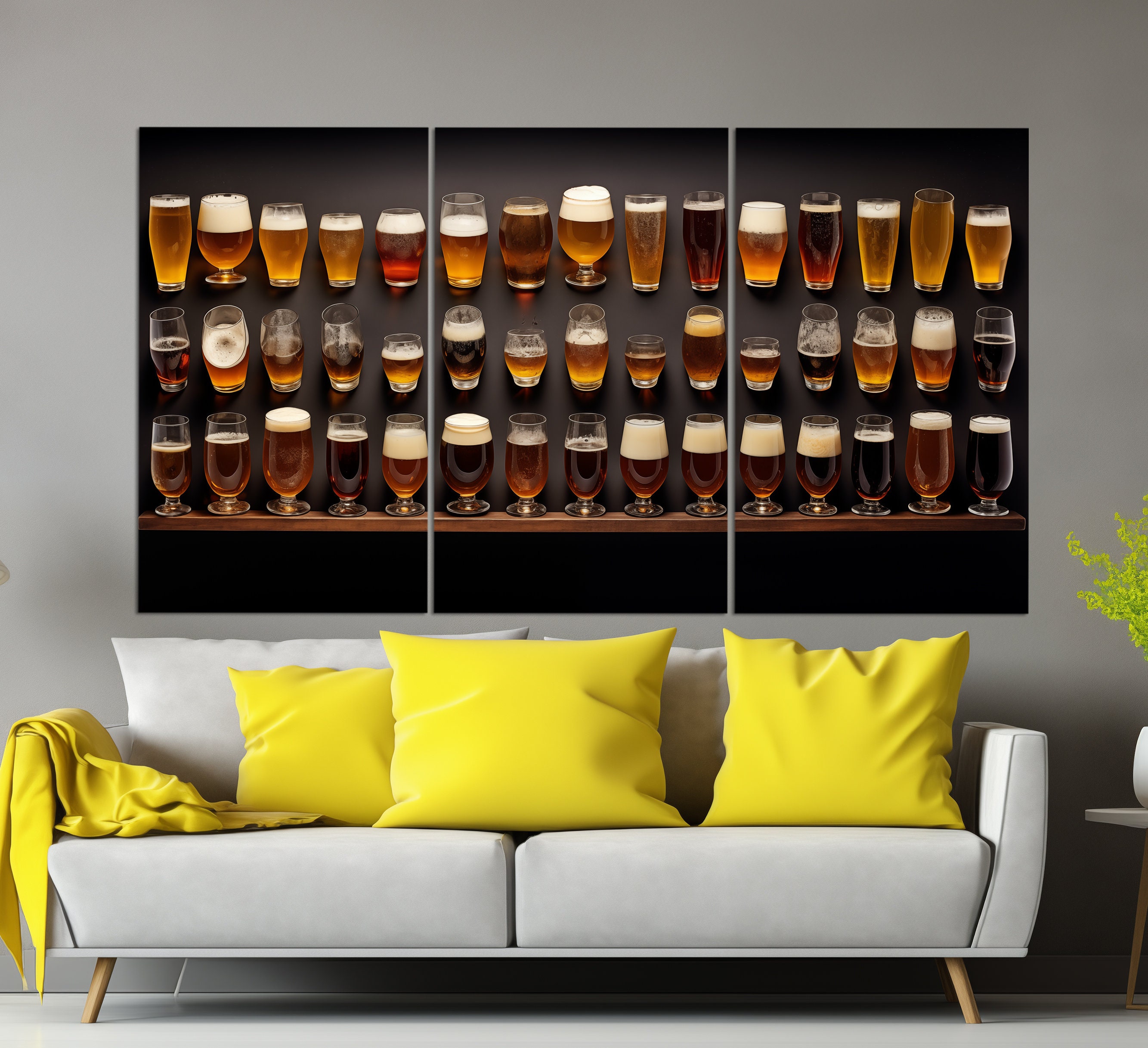 Beer Wall Art, Abstract Beer Canvas Print, Beer Painting, Pub Wall ...