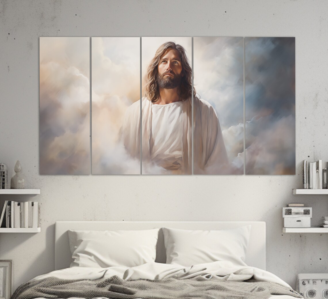 Jesus Christ Neutral Tones Canvas Print in a Vintage Oil Painting Style ...