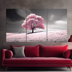 Abstract Pink Tree Canvas Print, Abstract Nature Wall Art, Pink Wall ...