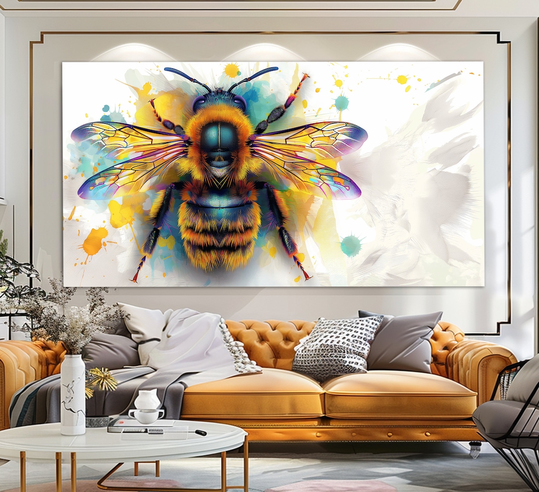 Abstract Bee Canvas Print, Bees Wall Art, Bee Painting, Honey Farm Wall ...