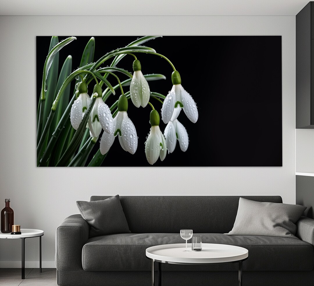Snowdrops Canvas Print, Floral Wall Decor, Abstract Snowdrops Painting ...