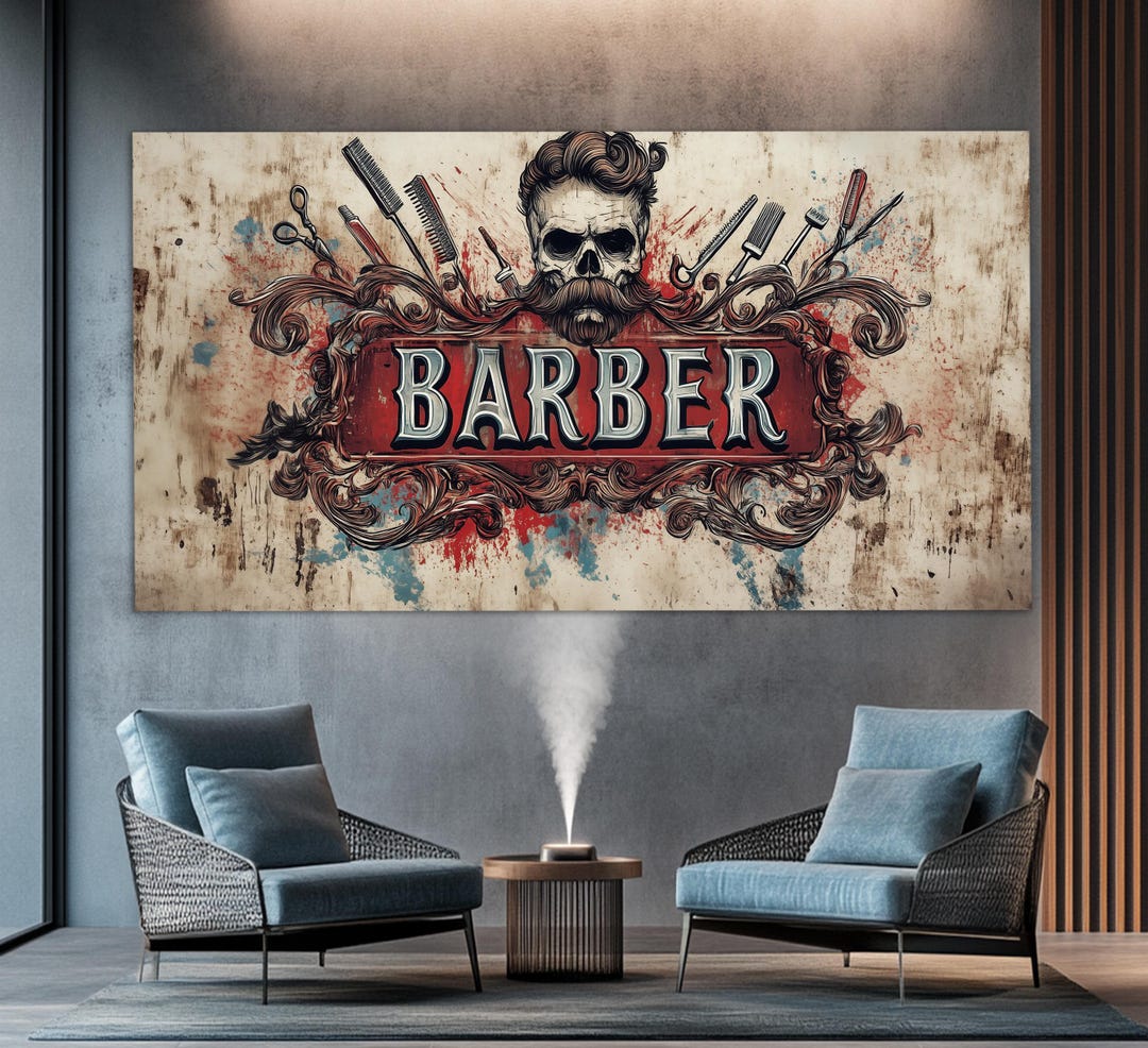 Barbershop Wall Decor, Barber Gift, Barber Sign Canvas Print, Vintage ...