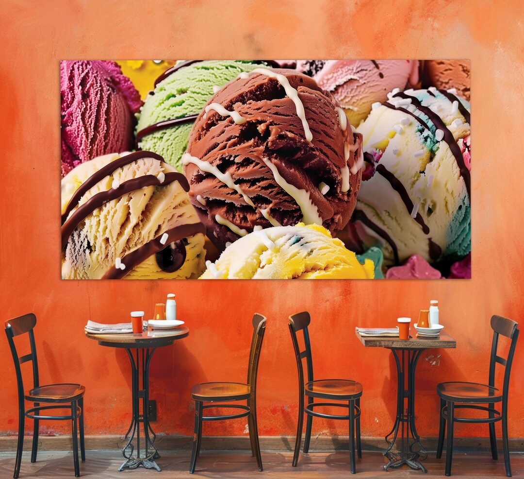 Ice Cream Canvas Print, Ice Cream Shop Decor, Ice Cream Painting ...