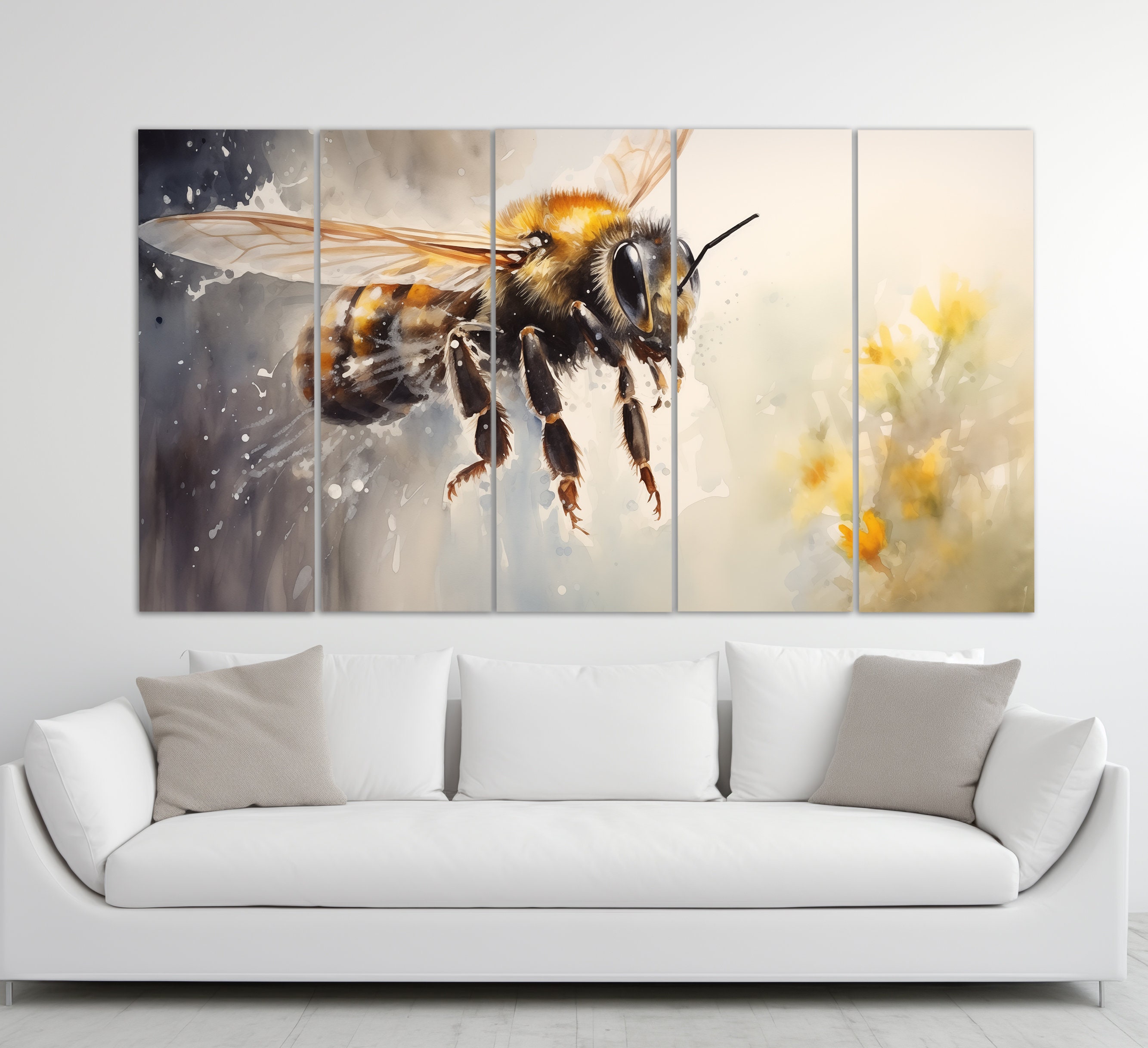 Bee Close up Canvas Print, Honey Wall Art, Bees Painting, Honey Farm ...