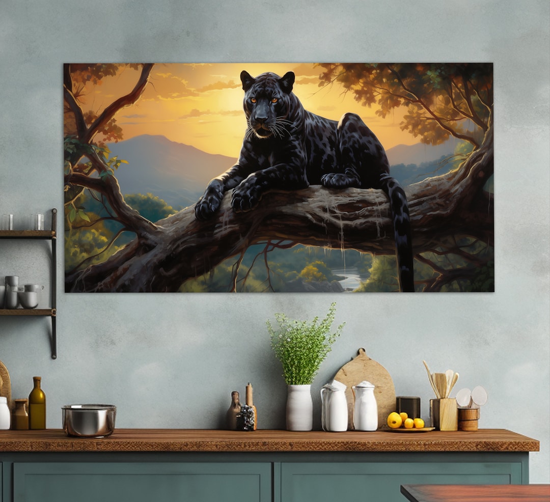 Beautiful Panther on the Tree Canvas Print, Wild Animals Wall Art ...