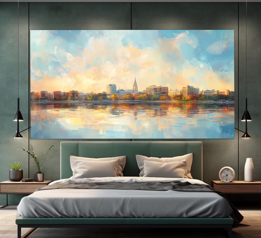 Abstract Madison Skyline Canvas Print in an Oil Painting Style, Madison ...