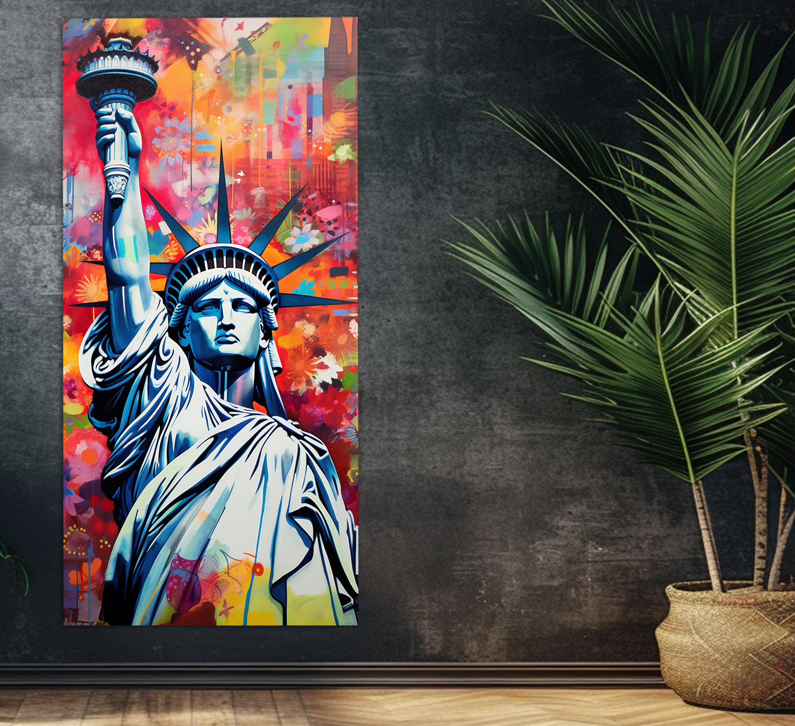 Abstract Statue of Liberty Canvas Print, New York Sign Painting, Modern ...