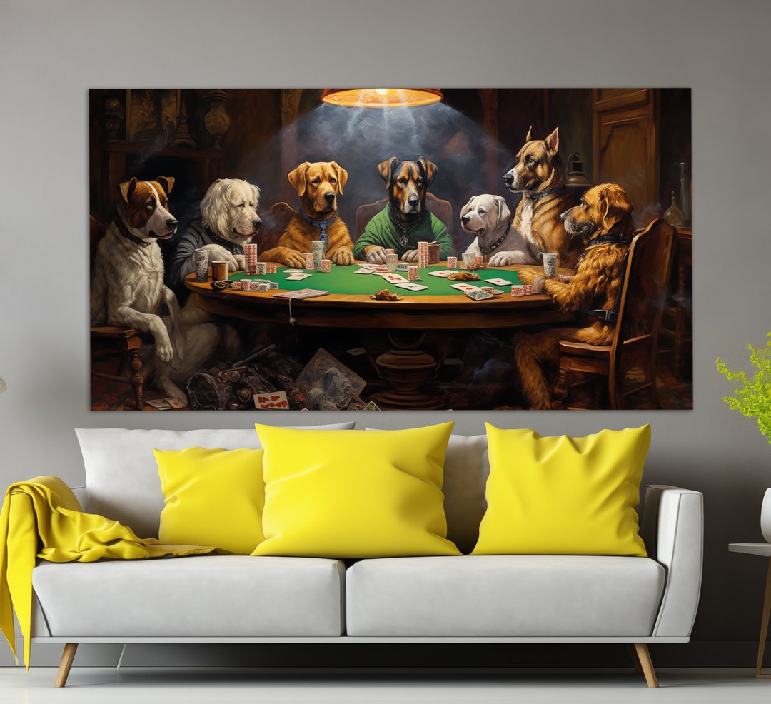 Dogs at Poker Table Canvas Print, Abstract Poker Wall Art, Dogs Playing ...