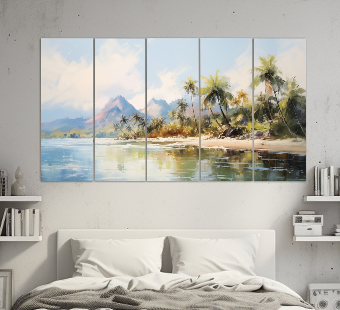Neutral Colors Fiji Beach Canvas Print, Fiji Wall Art, Fiji Beach Oil ...