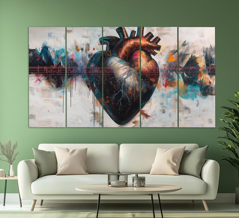 Heart Anatomy Wall Art, Abstract Heart Canvas Print, Cardiology Wall ...
