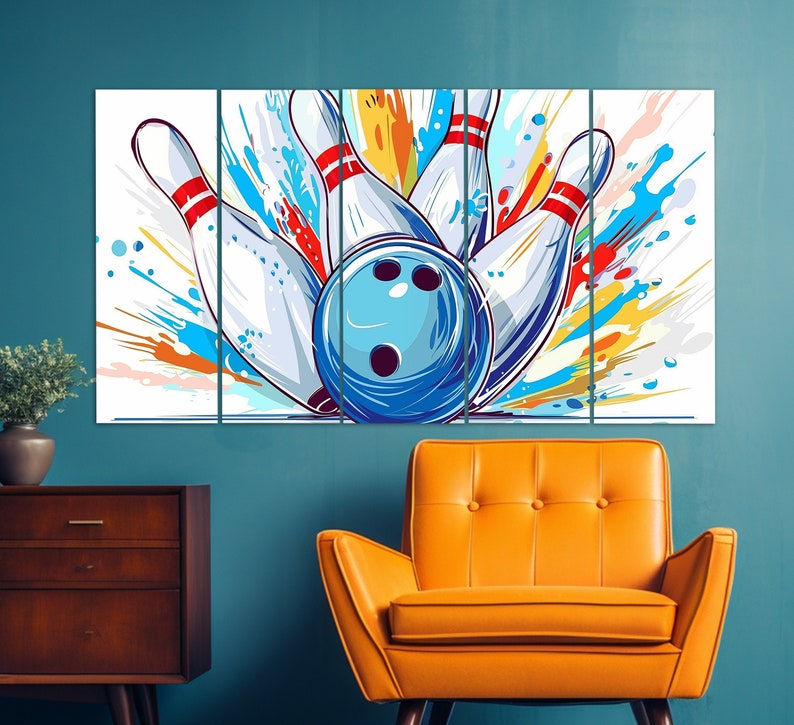 Abstract Bowling Canvas Print, Bowling Wall Art, Bowling Pop Art ...
