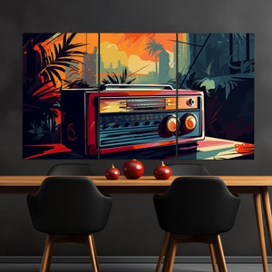 Retro Radio Canvas Print, Vintage Radio Wall Art, Radio Painting, Pop ...