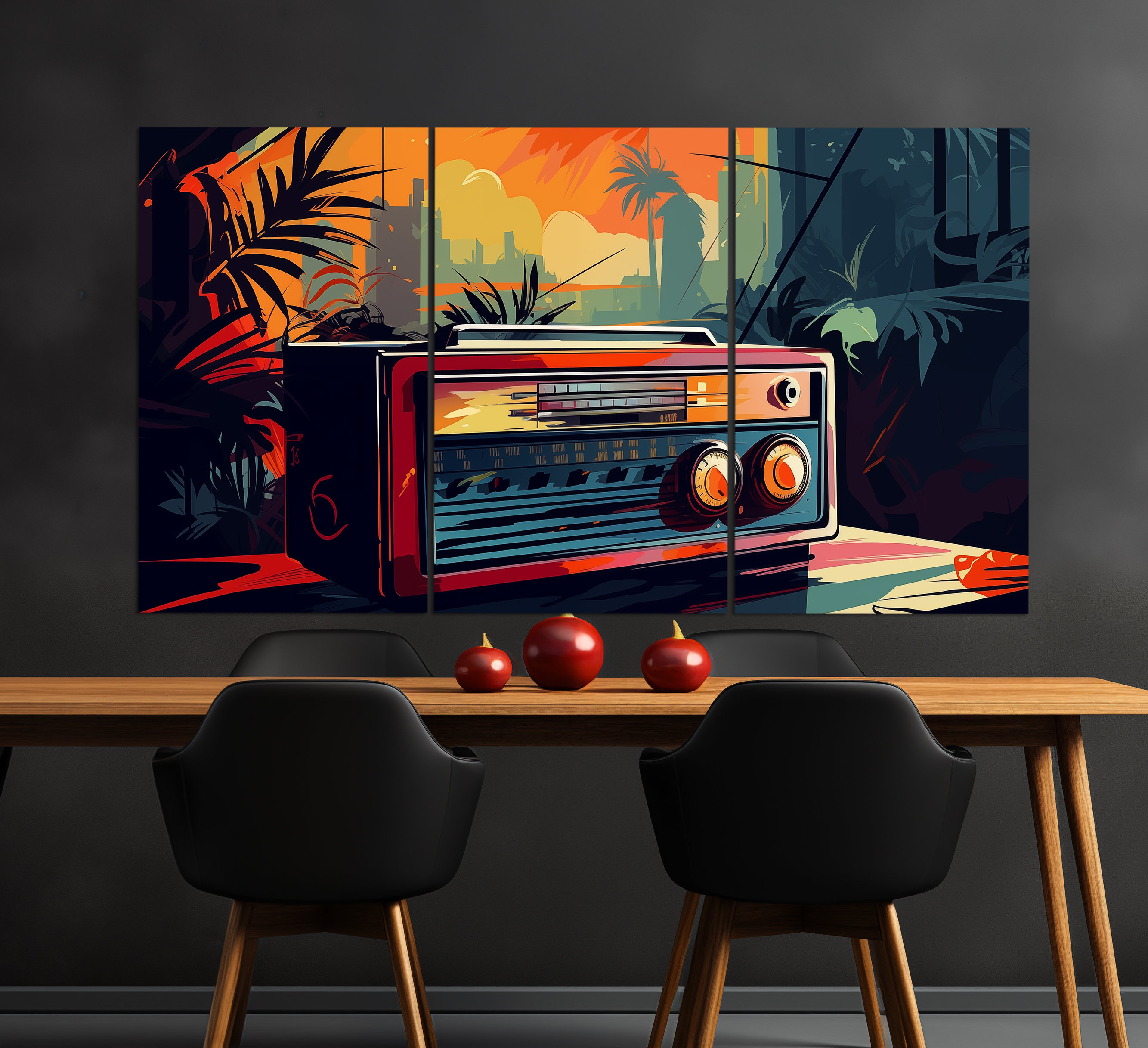 Retro Radio Canvas Print, Vintage Radio Wall Art, Radio Painting, Pop ...
