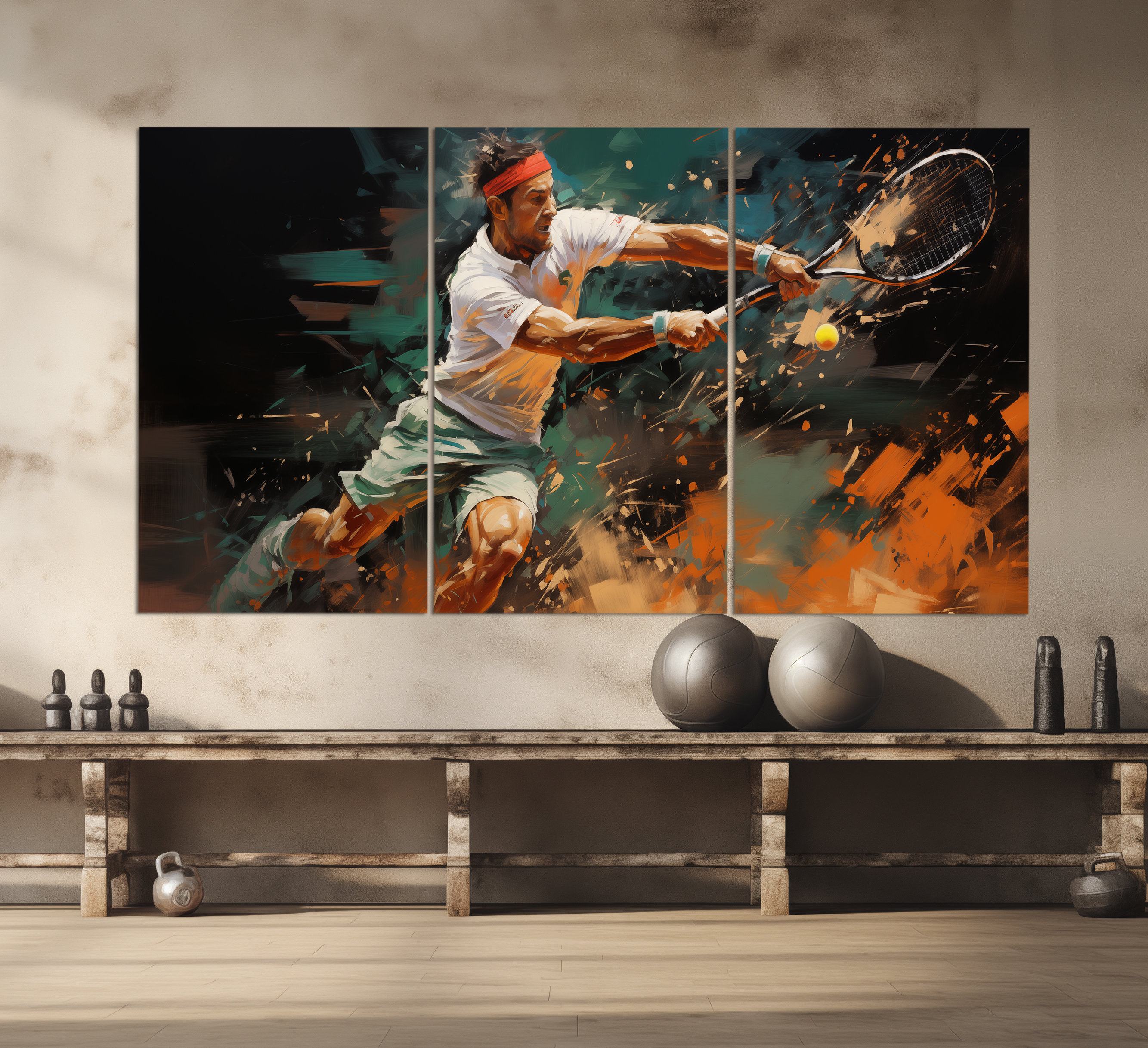 Abstract Tennis Canvas Print in an Oil Painting Style, Tennis Wall Art ...