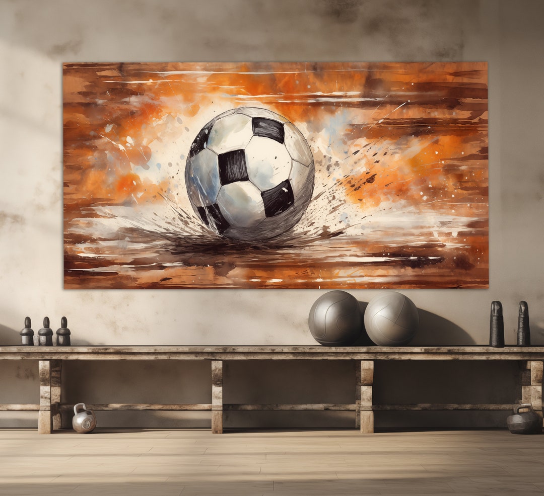 Abstract Soccer Ball Canvas Print in a Vintage Oil Painting Style ...