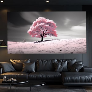 Abstract Pink Tree Canvas Print, Abstract Nature Wall Art, Pink Wall ...