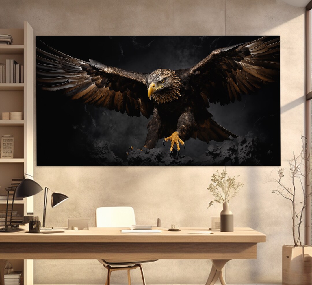 Hunting Eagle Canvas Print, Hunting Wall Art, Bald Eagle Painting ...