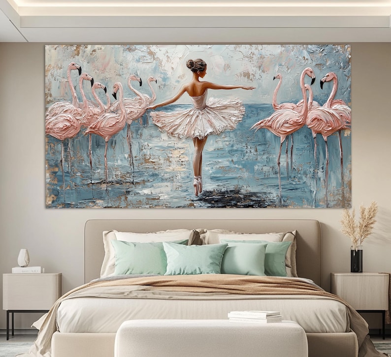 Abstract Ballet Wall Art, Ballerina With Flamingo Canvas Print in an ...