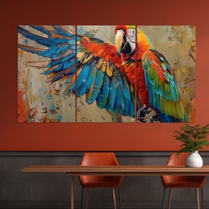 Large Macaw Parrot Canvas Print, Parrots Wall Art, Parrot Canvas Art ...