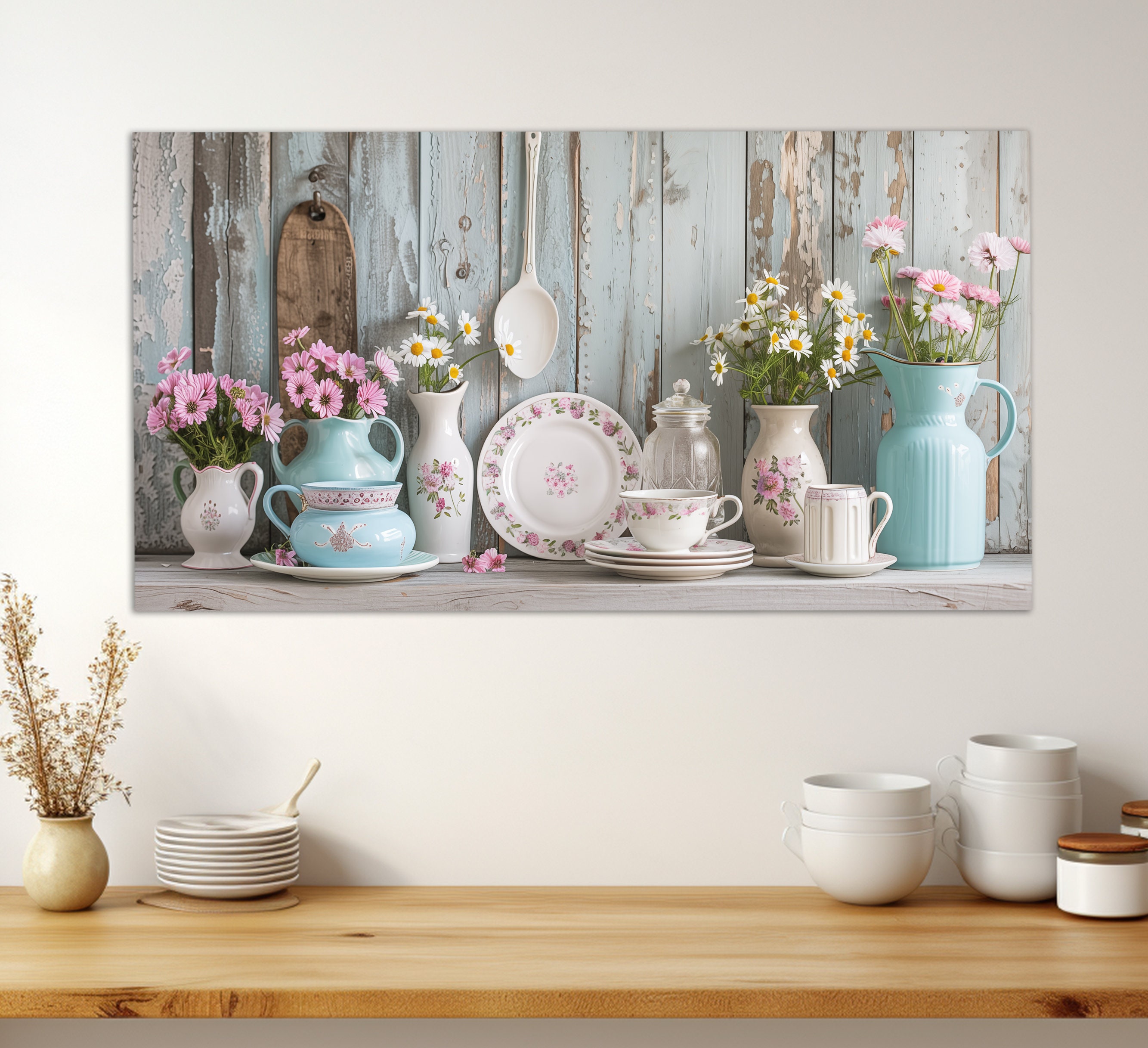 Kitchen Wall Art, Rustic Kitchen Wall Decor, Kitchen Set Canvas Print ...