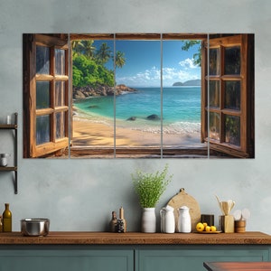 Scenic Beach View From Open Window Canvas Print, Beach Wall Art ...