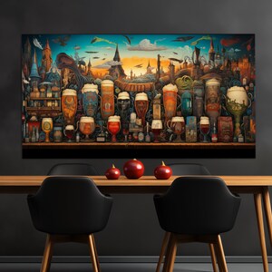 Abstract Beer Canvas Print in a Vintage Oil Painting Style, Beer Wall ...
