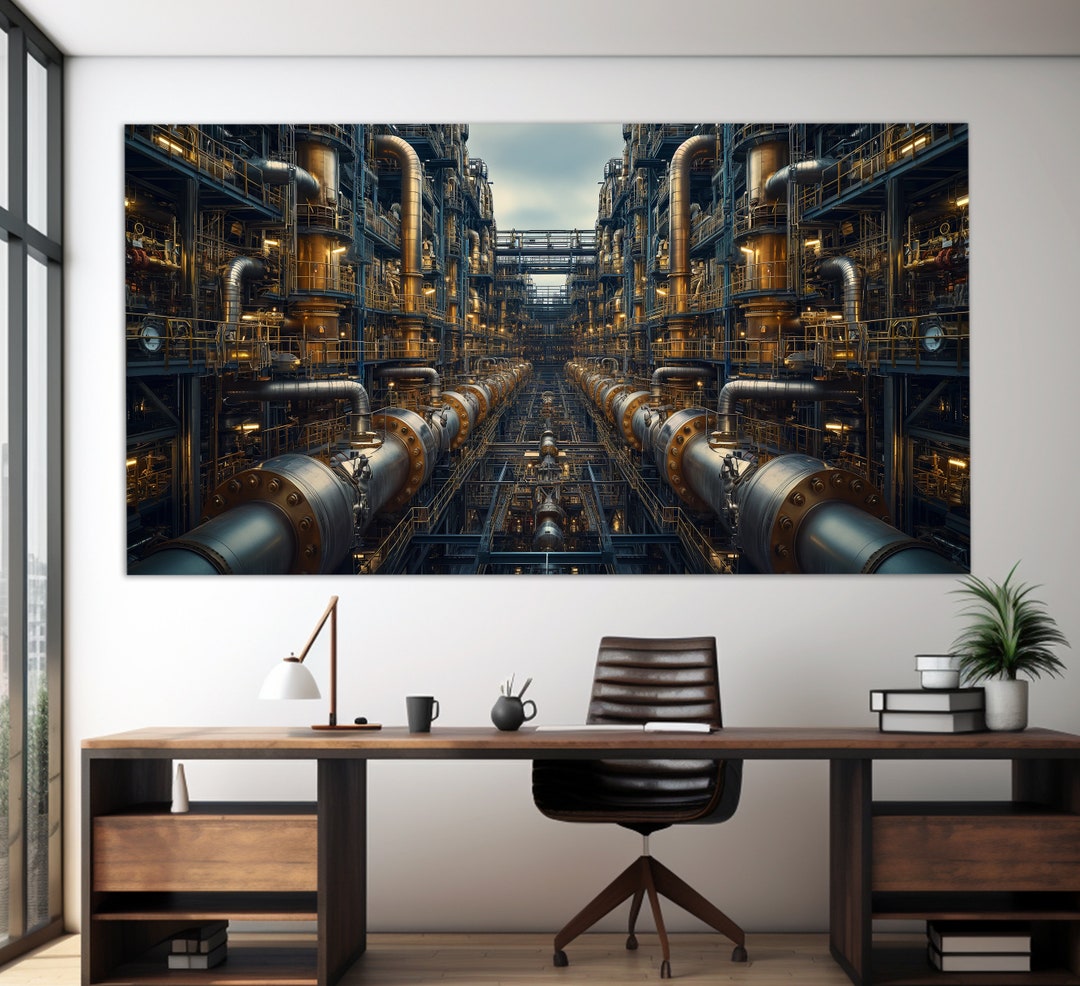 Industrial Wall Decor, Abstract Factory Canvas Print, Large Plant ...