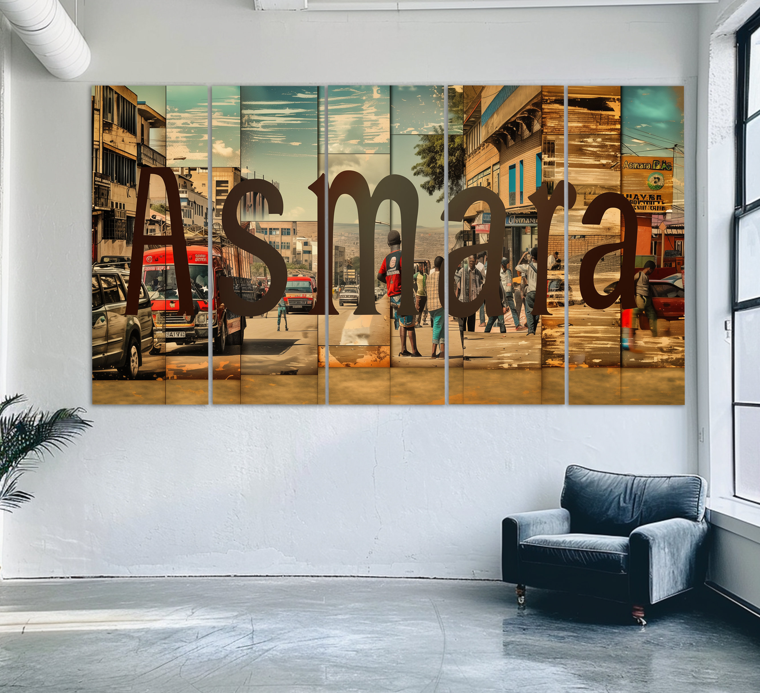 Asmara Sign Canvas Print, Abstract Asmara Wall Art, Eritrea Painting ...