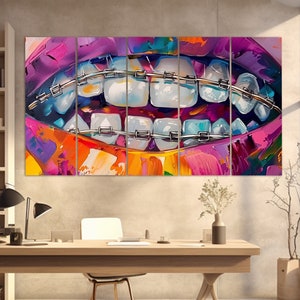 Abstract Braces Canvas Print, Orthodontist Wall Art, Orthodontist Gift ...