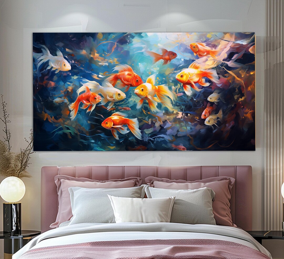 Colorful Fish Canvas Print in an Oil Painting Style, Underwater Wall ...