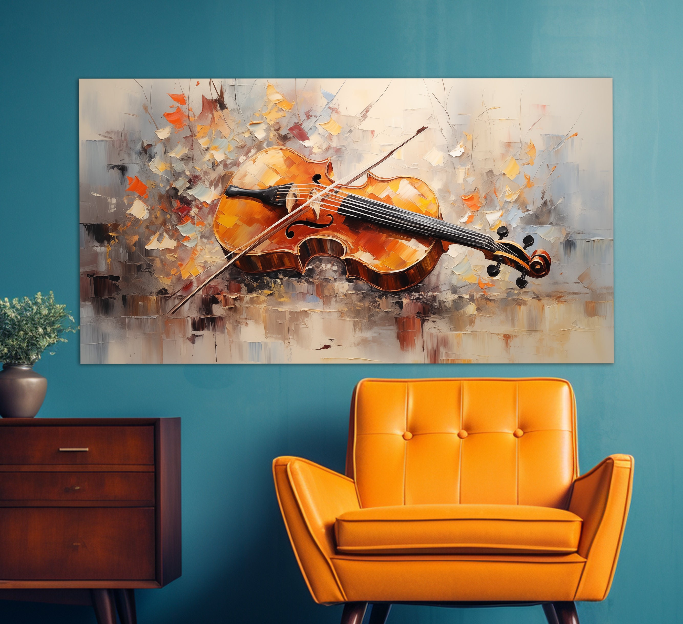Abstract Violin Canvas Print In Retro Oil Painting Style Violin abstract-violin-canvas-print-in-retro-oil-painting-style-violin