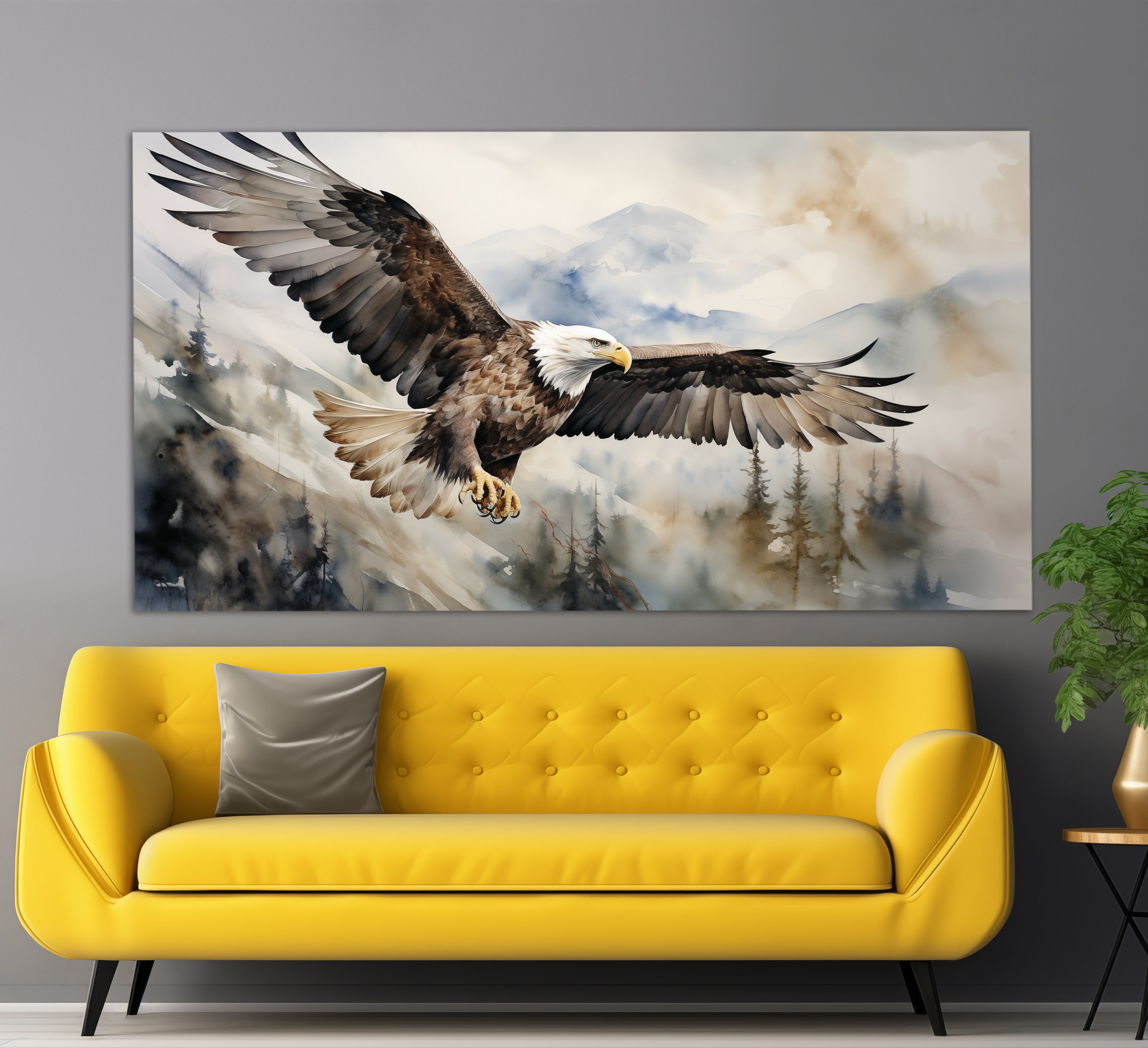 Bald Eagle Canvas Print in a Vintage Oil Painting Style, Animals Wall ...