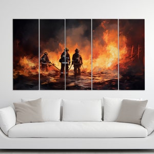 Firefighting Canvas Print, Firefighter Gift, Fire Painting, Fire Wall ...