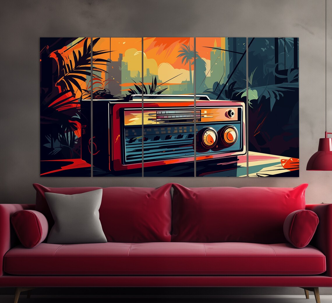 Retro Radio Canvas Print, Vintage Radio Wall Art, Radio Painting, Pop ...