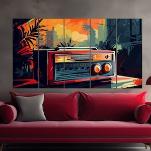 Retro Radio Canvas Print, Vintage Radio Wall Art, Radio Painting, Pop ...