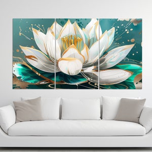 Lotus Flower Canvas Print in an Oil Painting Style, Floral Wall Decor ...
