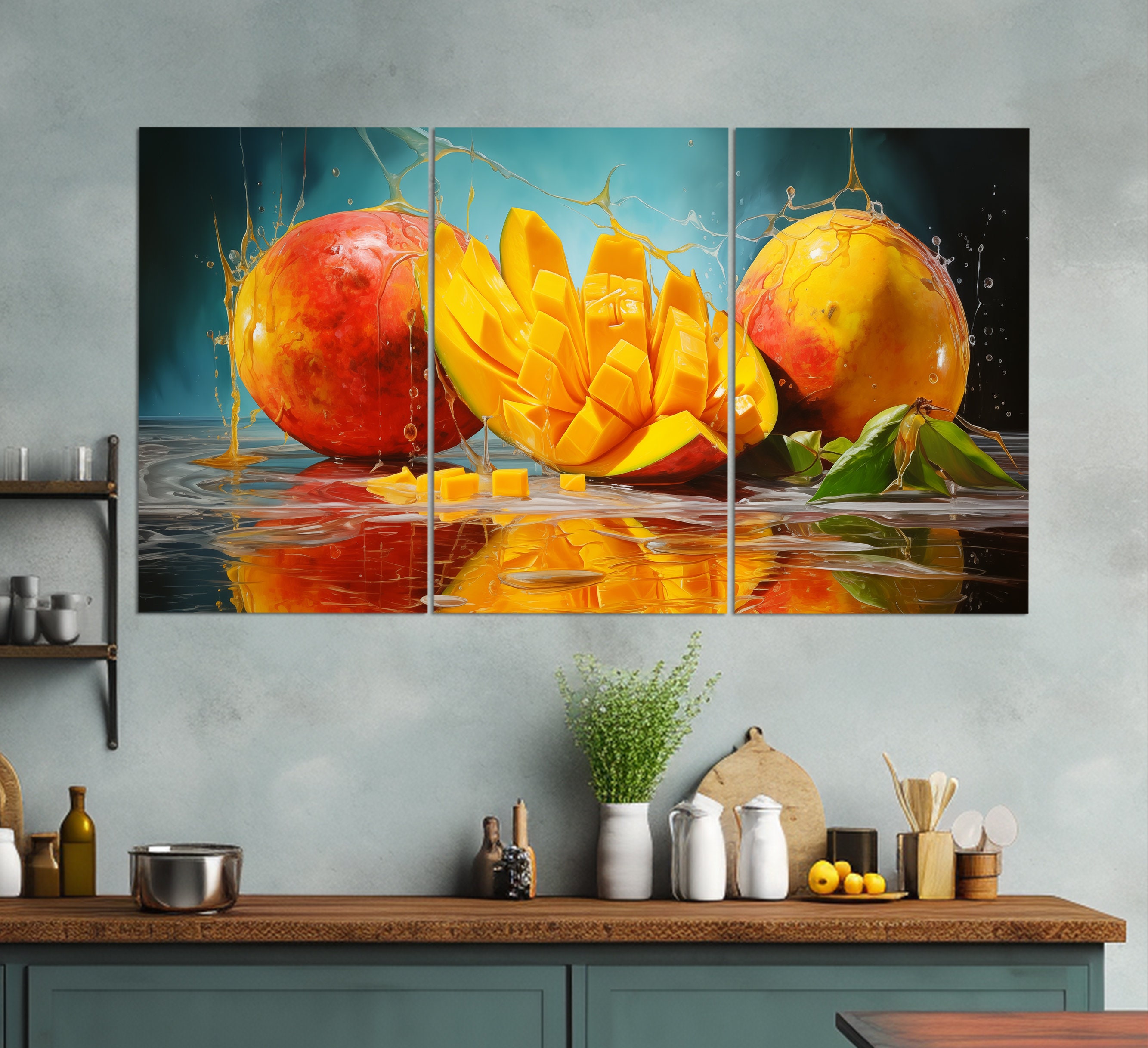 Colorful Mango Canvas Print, Kitchen Wall Art,mango Poster, Kitchen ...