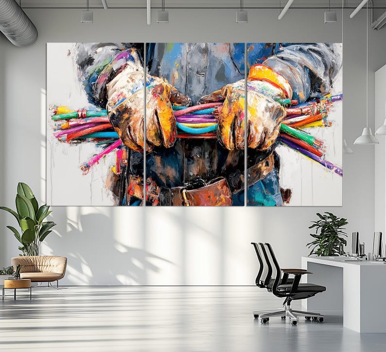 Electrician Wall Art, Electric Worker Canvas Print, Electrician Gift ...