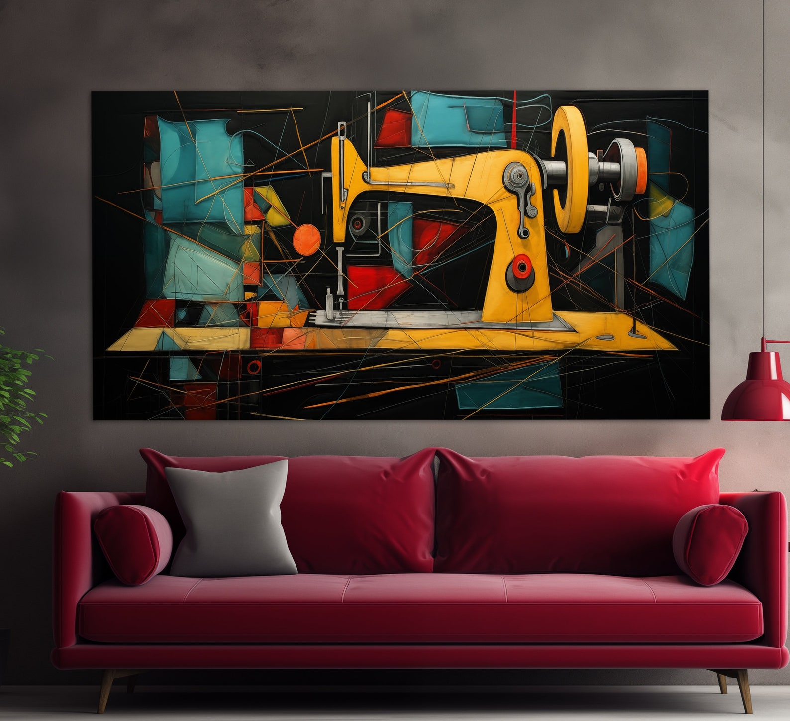 Abstract Sewing Machine Canvas Print, Sewing Wall Art, Seamstress Gift ...