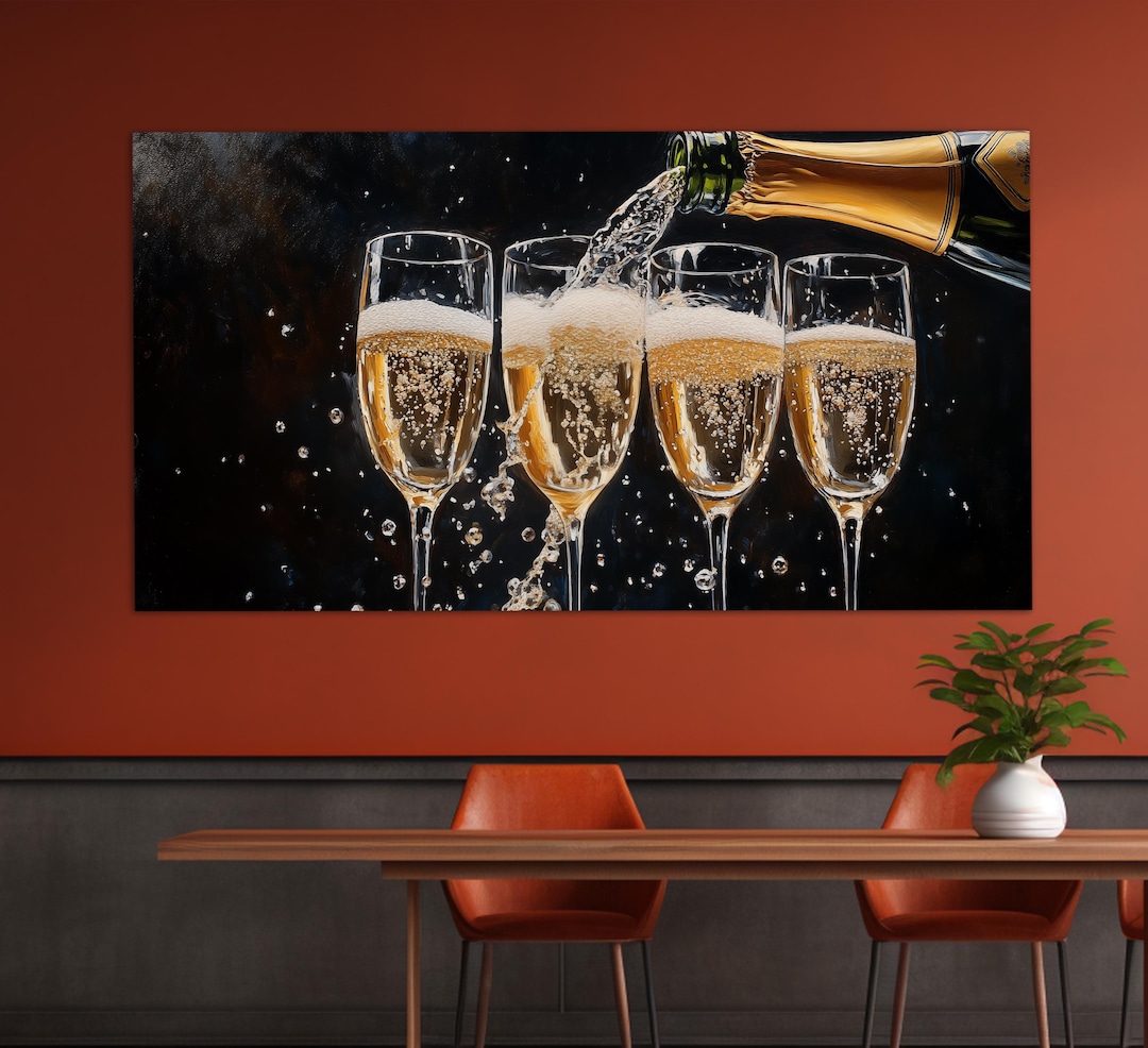 Champagne Canvas Print, Bar Wall Decor, Champagne Wall Art, Night Club ...