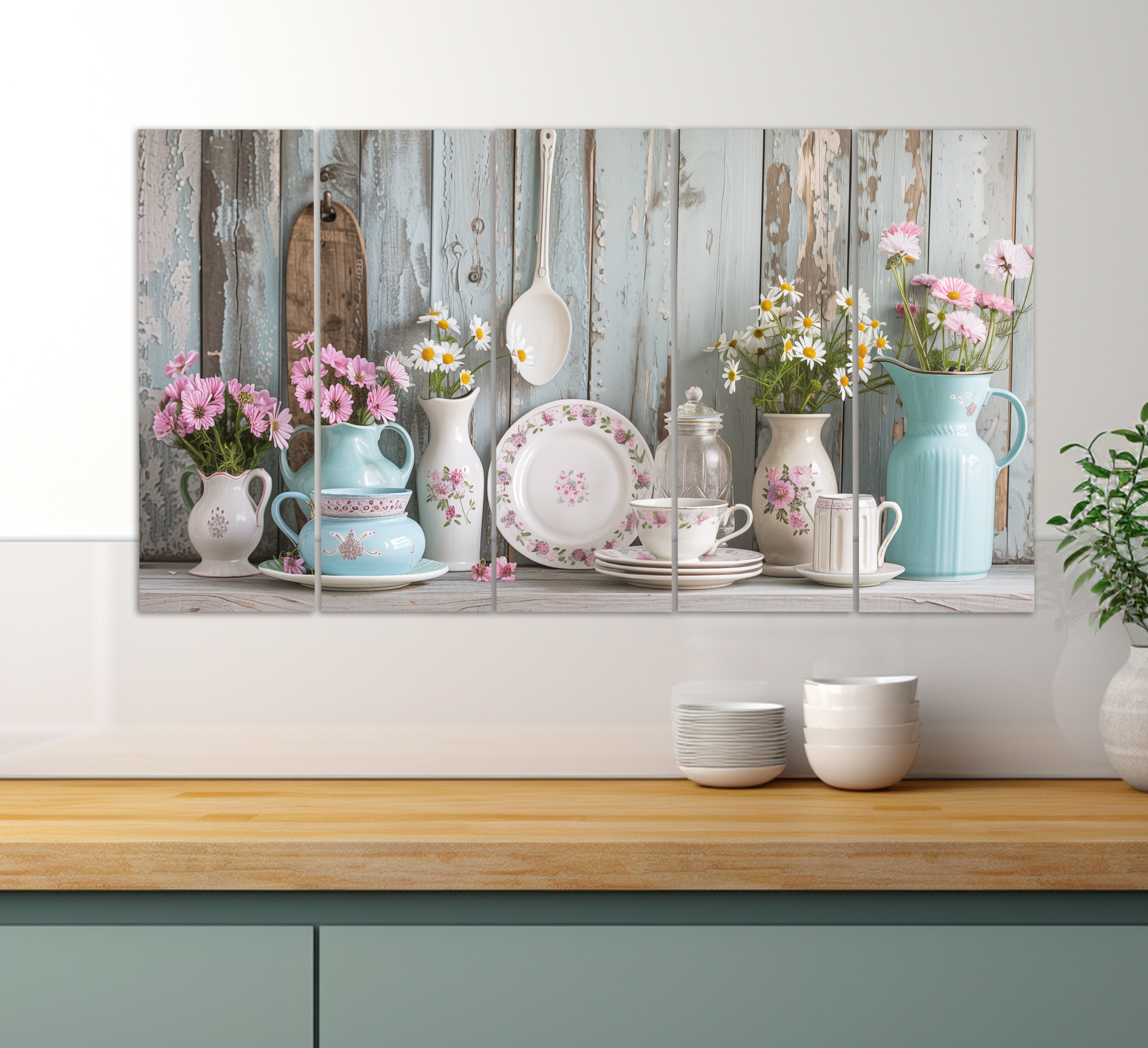 Kitchen Wall Art, Rustic Kitchen Wall Decor, Kitchen Set Canvas Print ...