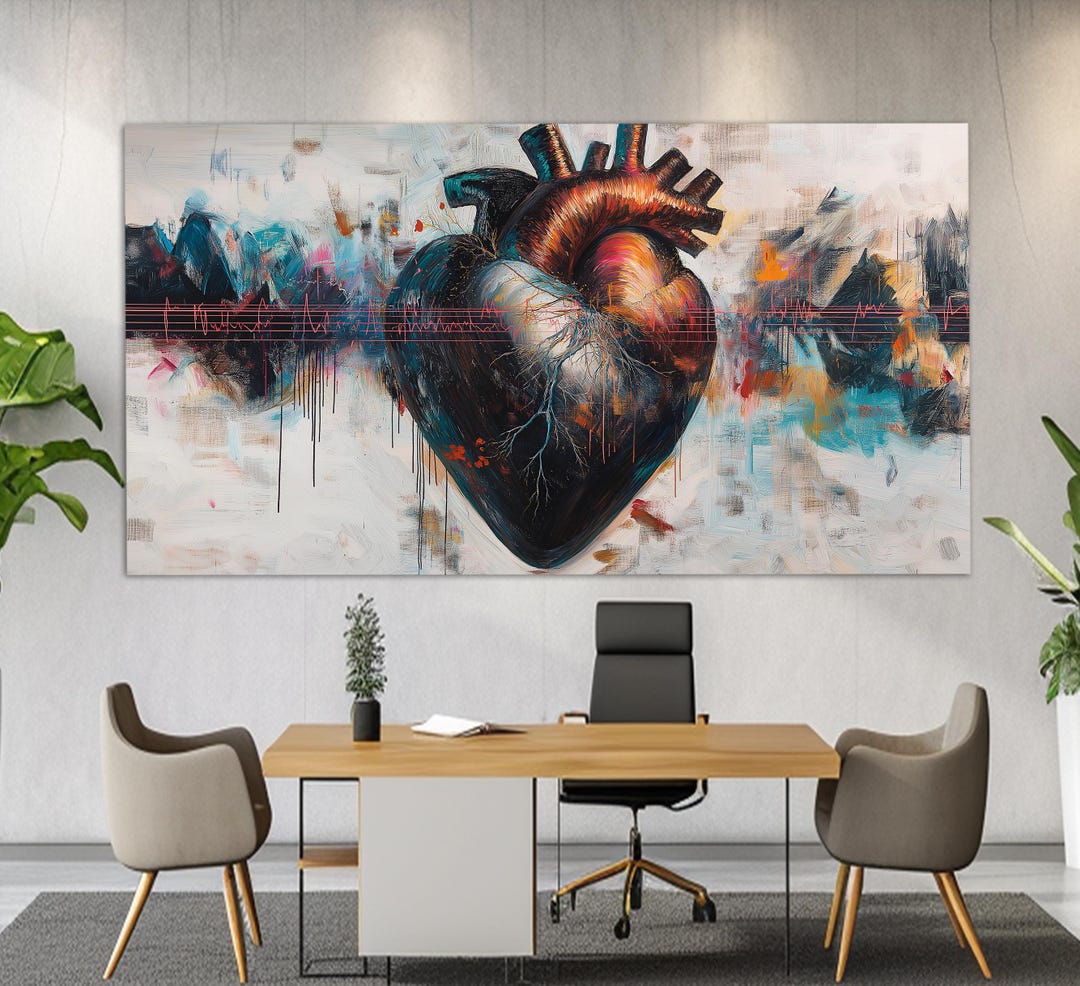 Heart Anatomy Wall Art, Abstract Heart Canvas Print, Cardiology Wall ...