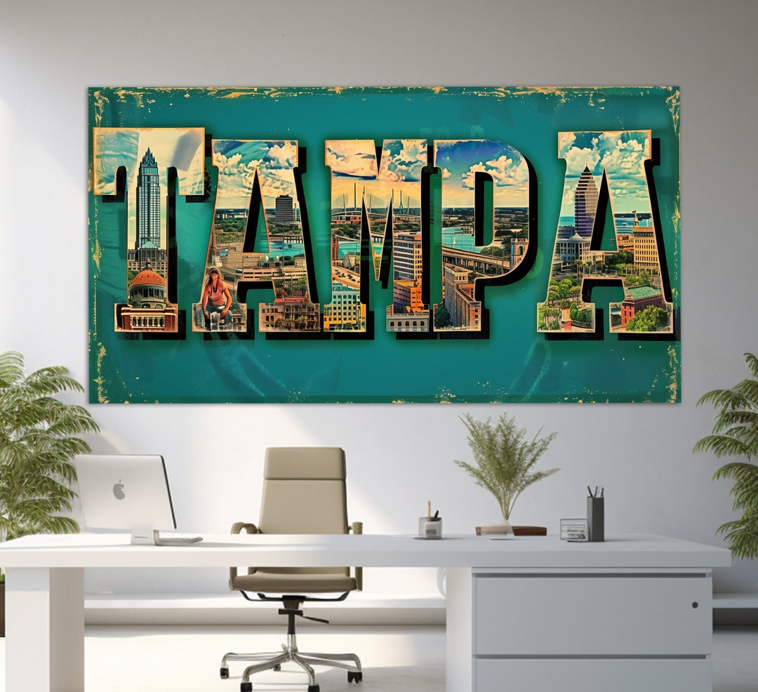 Retro Tampa Sign Canvas Print, Vintage Tampa Painting, Tampa Wall Art ...