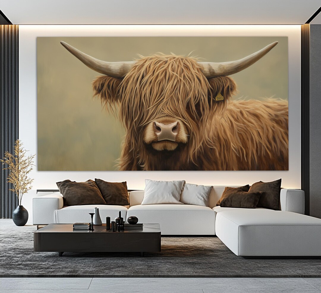 Abstract Highland Cow Canvas Print, Cows Wall Art, Highland Cow ...