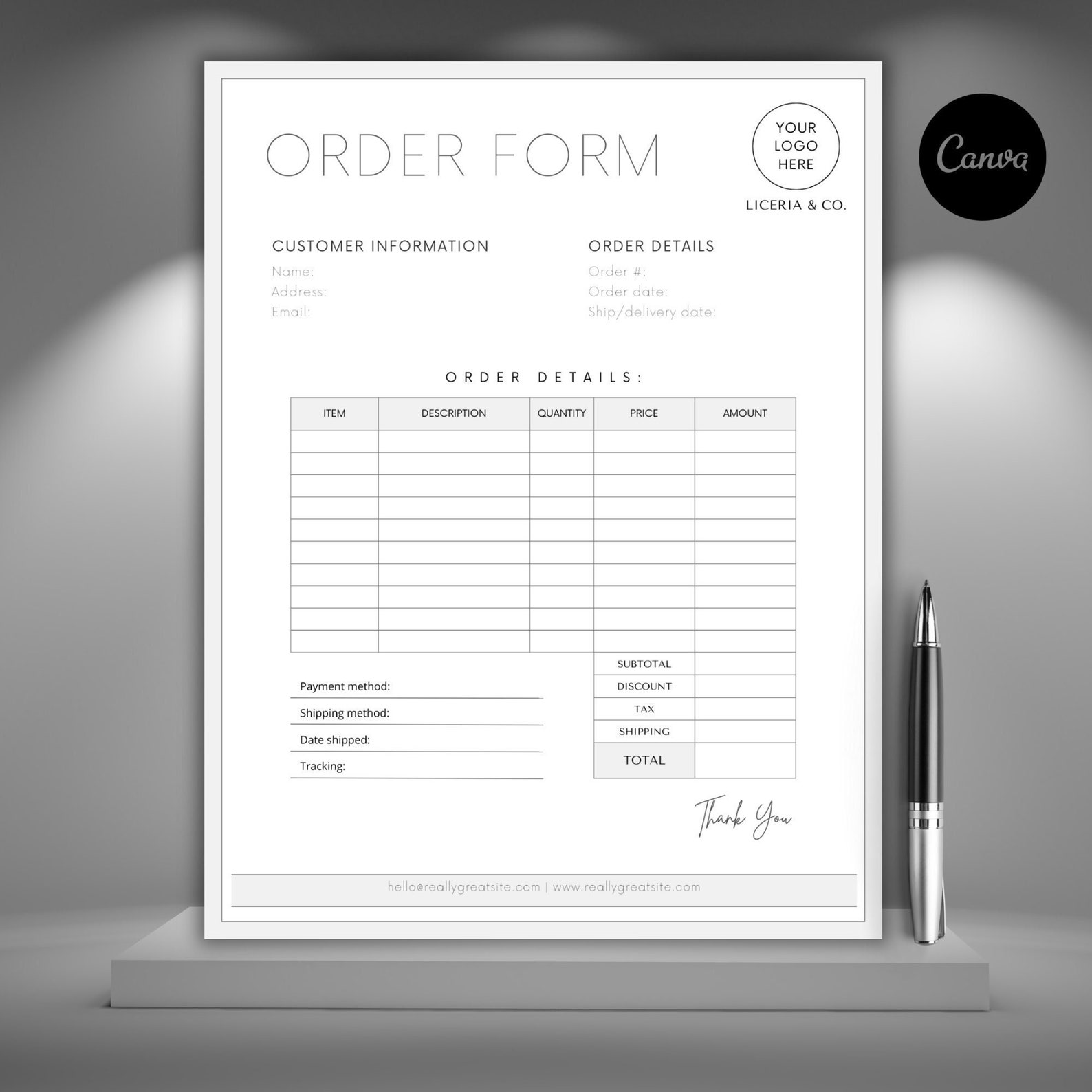 Custom Order Form Template Purchase Order Form Template Order Form ...