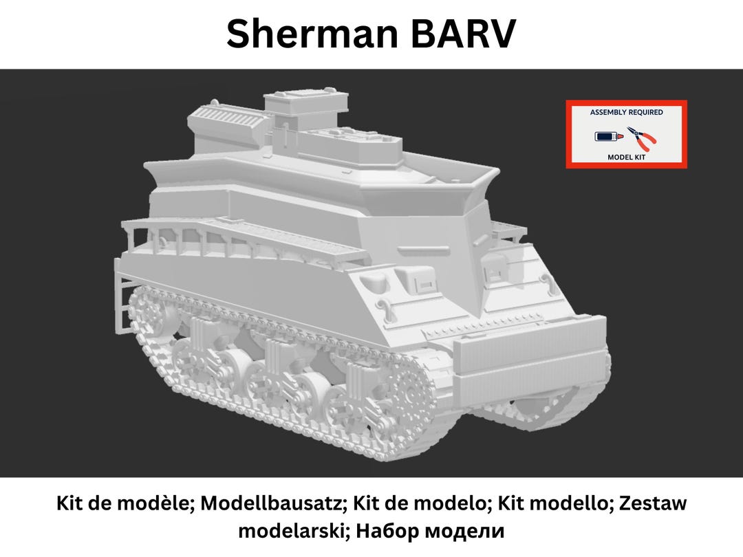 Sherman BARV – Maqueta de vehículo blindado de recuperación de playa impresa en 3D – FDM Pla – 1 ...