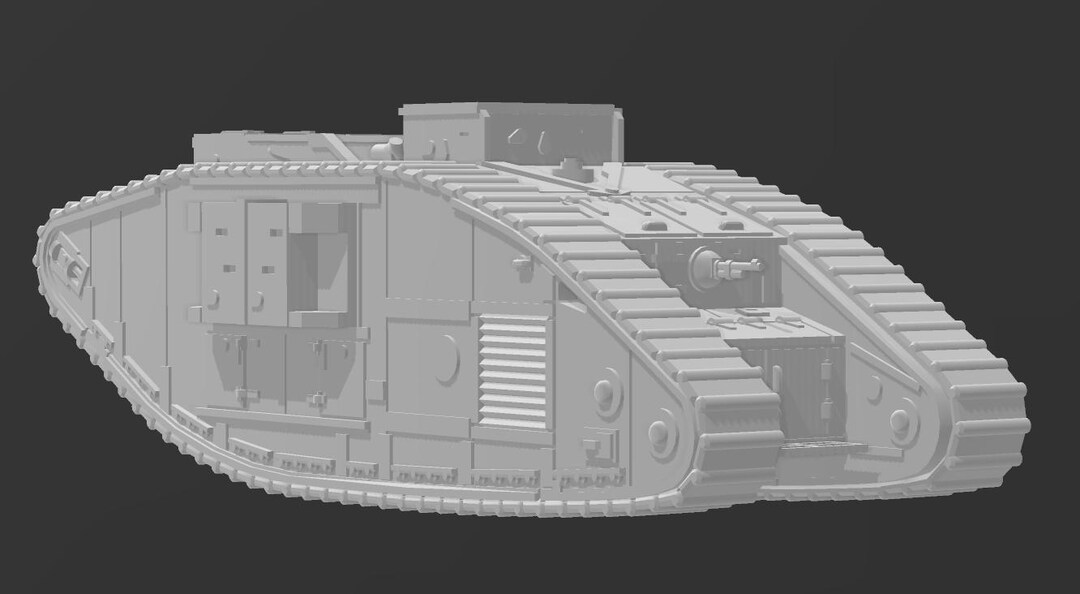 Mark V Female – 3D Printed British WWI Tank – Scale Range 1/144 to 1/35 – PLA FDM Plastic Model ...