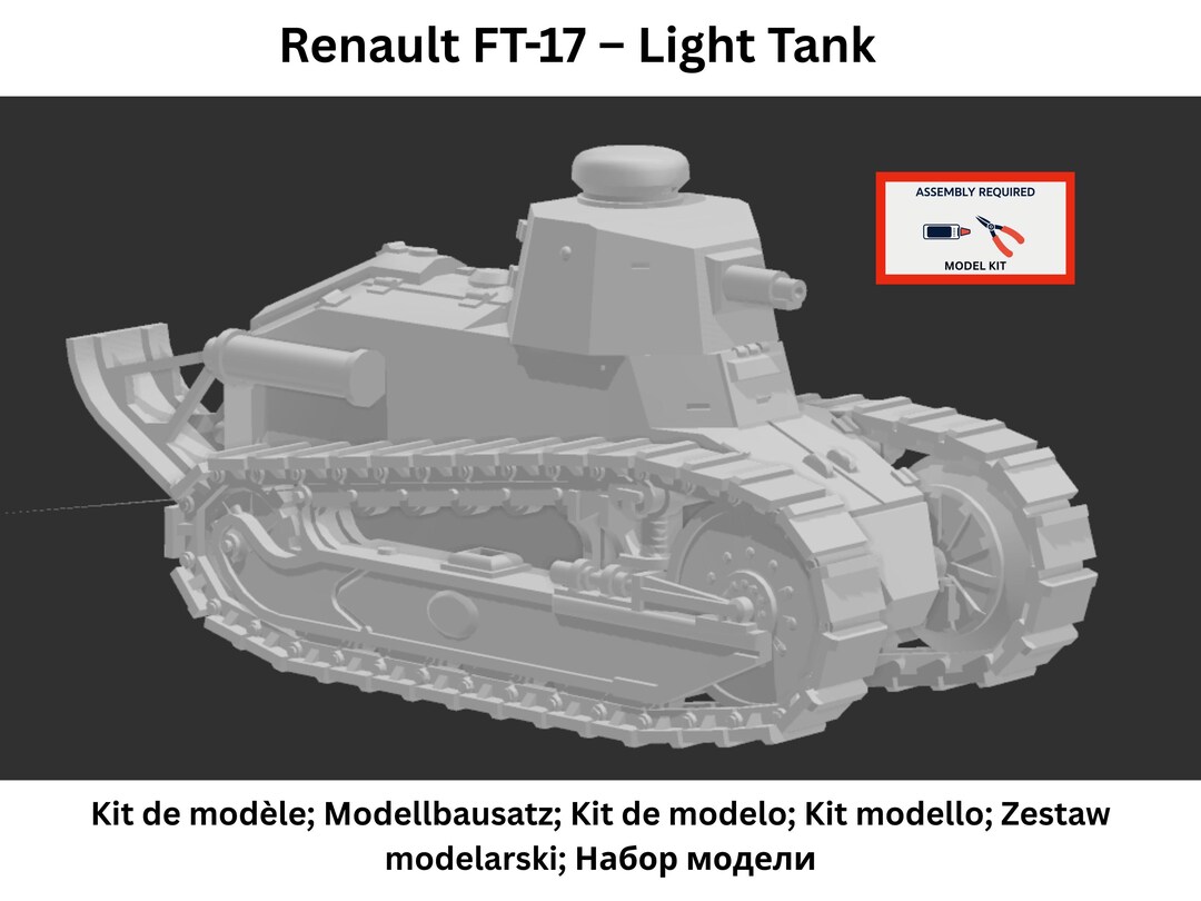 Renault FT-17 – 3D Printed Light Tank Model Kit – FDM Pla – 1/87 to 1/ ...